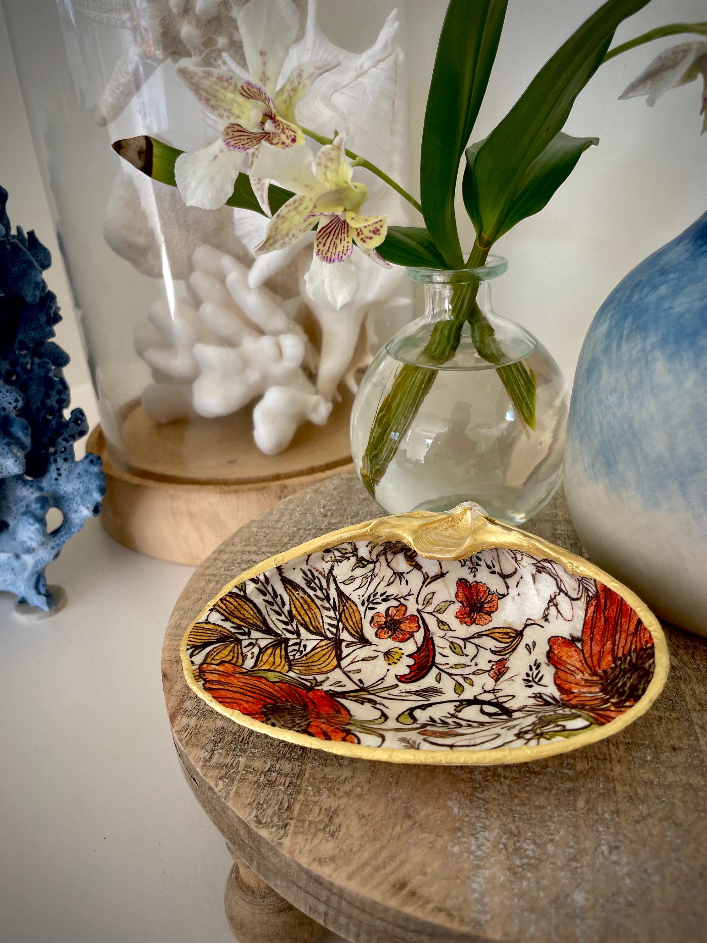 Decoupage Clam Shell Trinket Dish - Etsy Canada