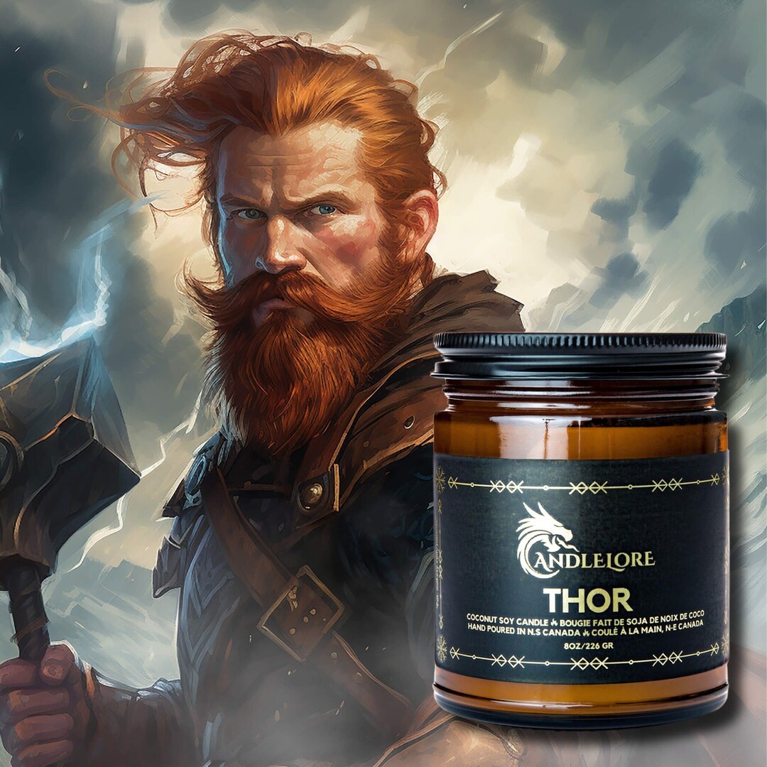 Thor Viking Mythology Candle, Mjölnir Norse Fandom Themed Candle ...