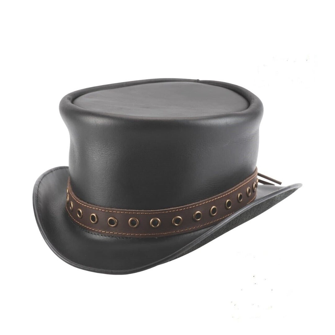 Leather Top Hat Cosplay Top Hat Gothic Steampunk Top Hat Victorian Hat ...