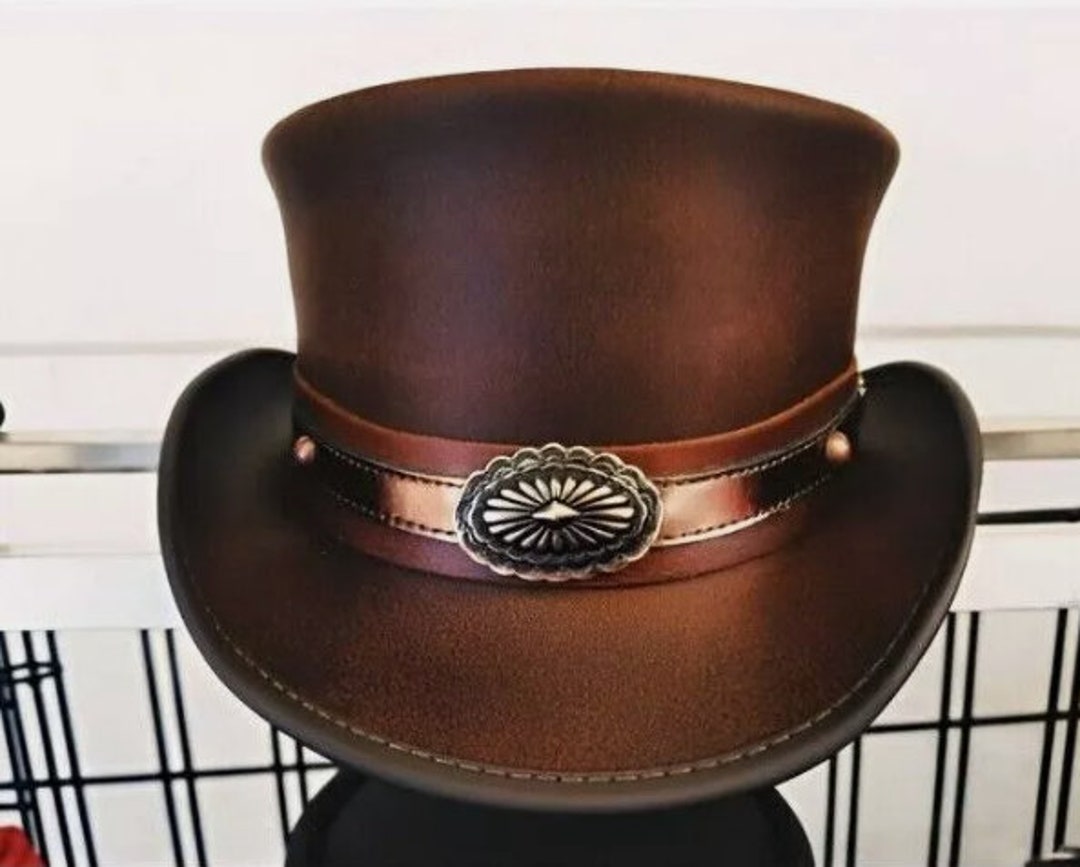 Handmade Leather Top Hat Cosplay Top Hat Gothic Steampunk Top Hat ...