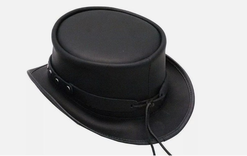 Steampunk Men's Leather Steam Punk Biker Rivet Hatband Motorcycle Top ...