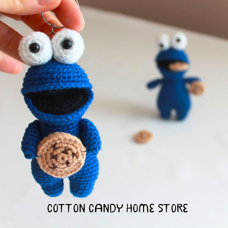 Cookie Monster Crochet Pattern Diy Cookie Monster Keychain - Etsy