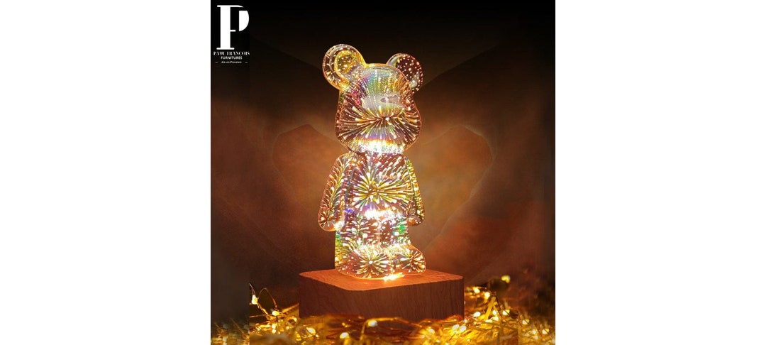 3D Fireworks Bear Lamp Usb Led Night Light Bedroom Decoration Cute ...