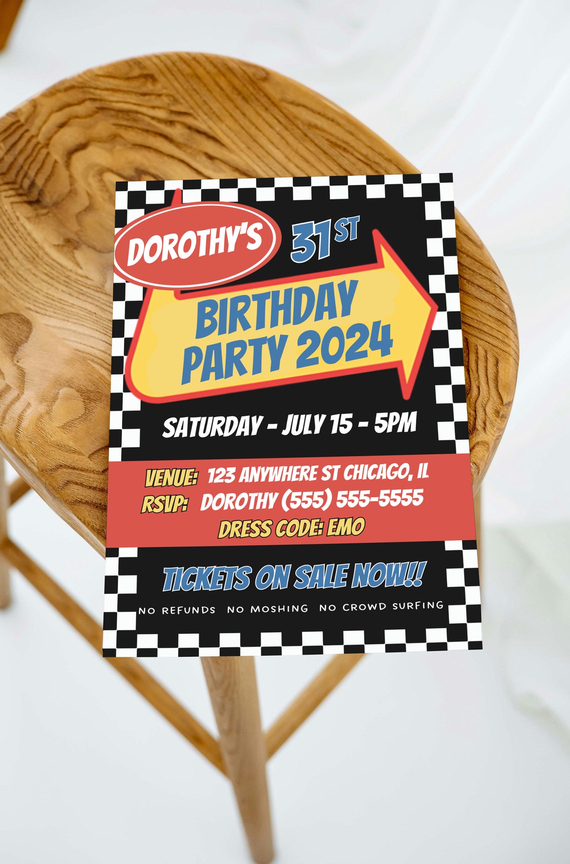 Warped Tour, Punk Rock Invite, Invitation, Birthday, Editable Template ...