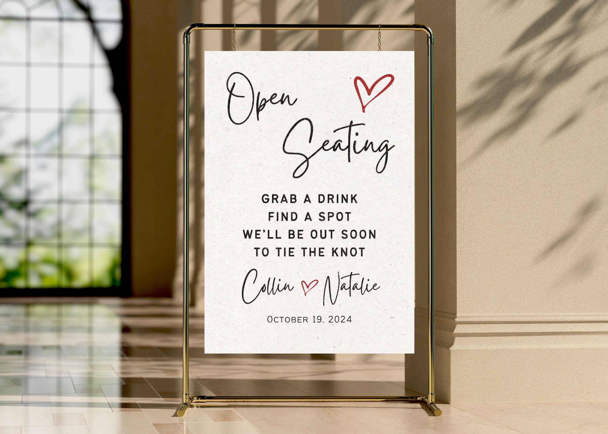 Open Seating Sign, Wedding Seating Sign, Minimalist Wedding Sign ...