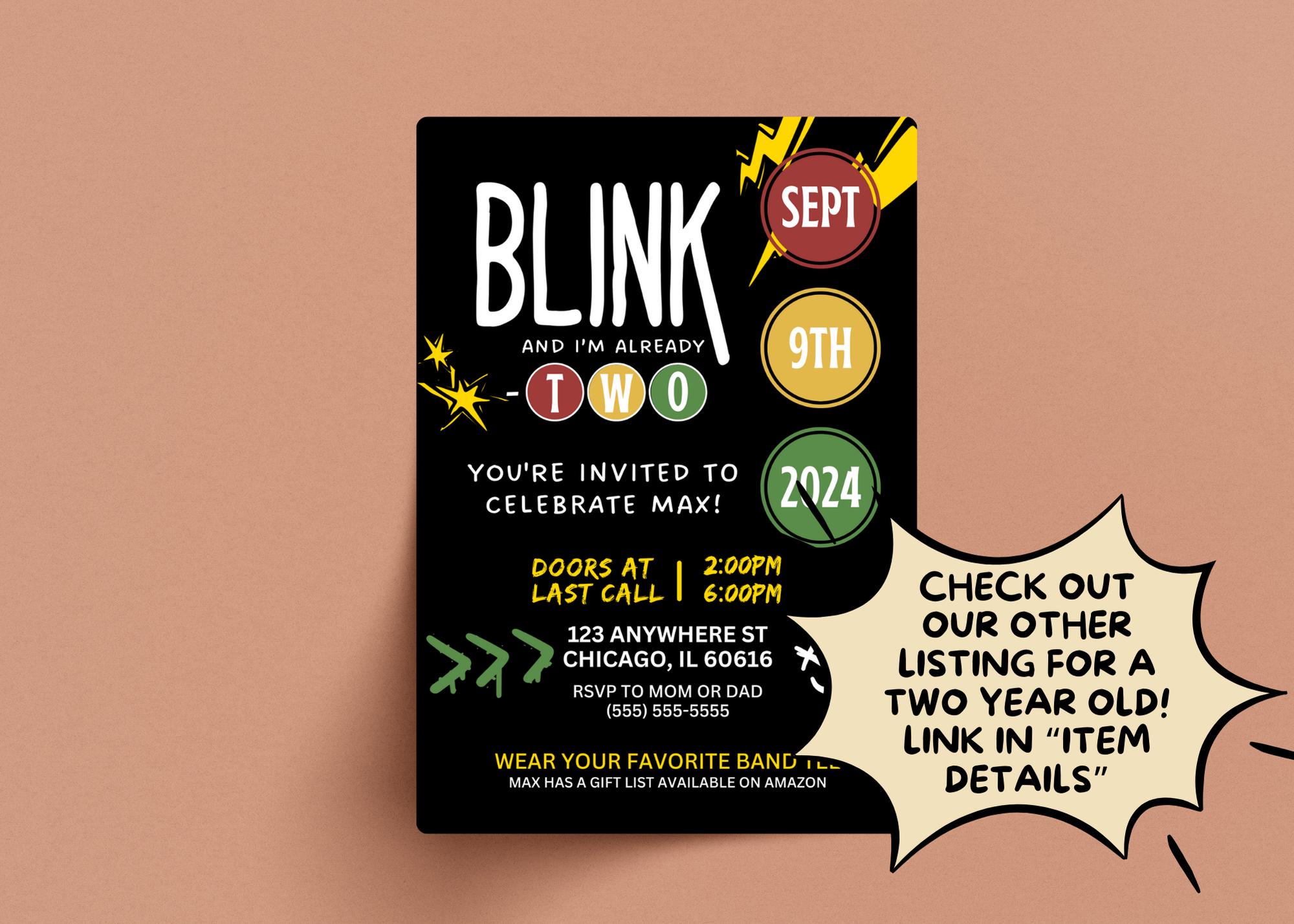 Punk Rock Invite, Invitation, Kid's Birthday, Editable Template ...