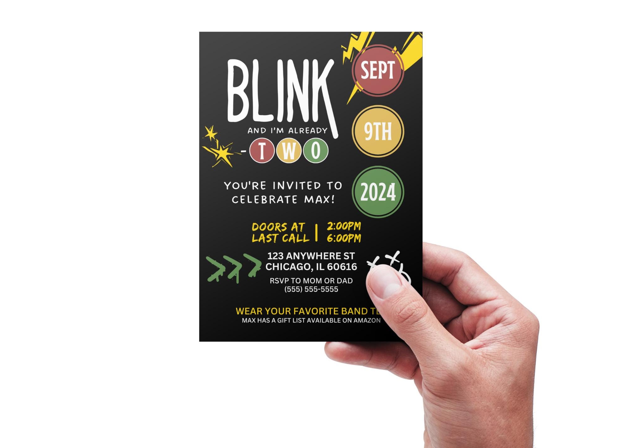 Punk Rock Invite, Invitation, Kid's Birthday, Editable Template ...