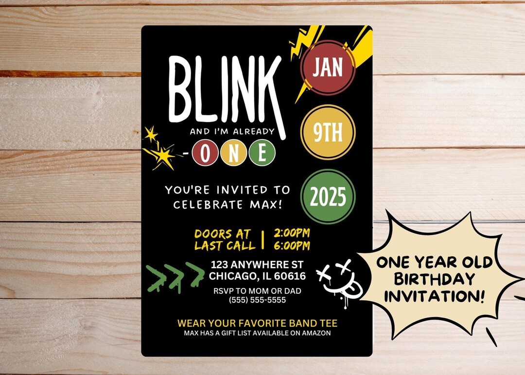 Punk Rock Invite, Invitation, Kid's Birthday, Editable Template ...