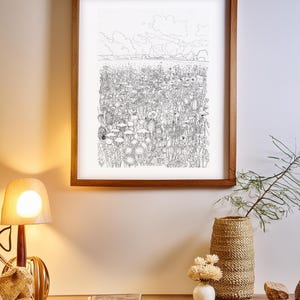 A3 Print of Pen & Ink Drawing 'english Meadow'. Super Detailed Line ...