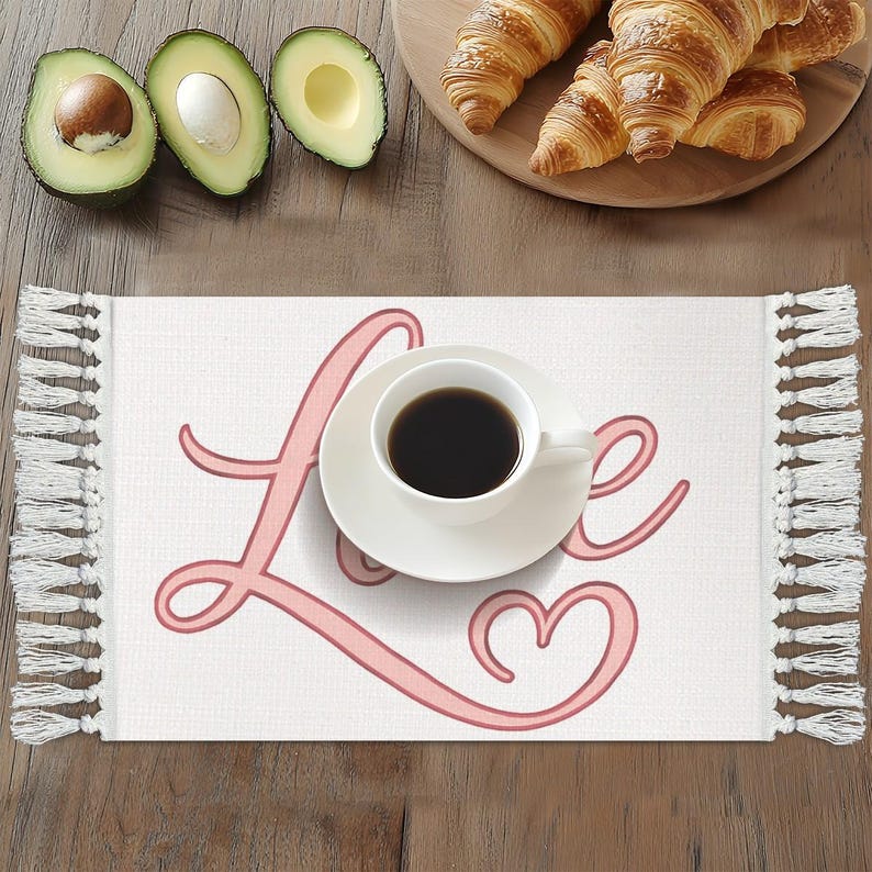 Love Joy Love Coffee Table Mat Placemat With Tassels - Etsy