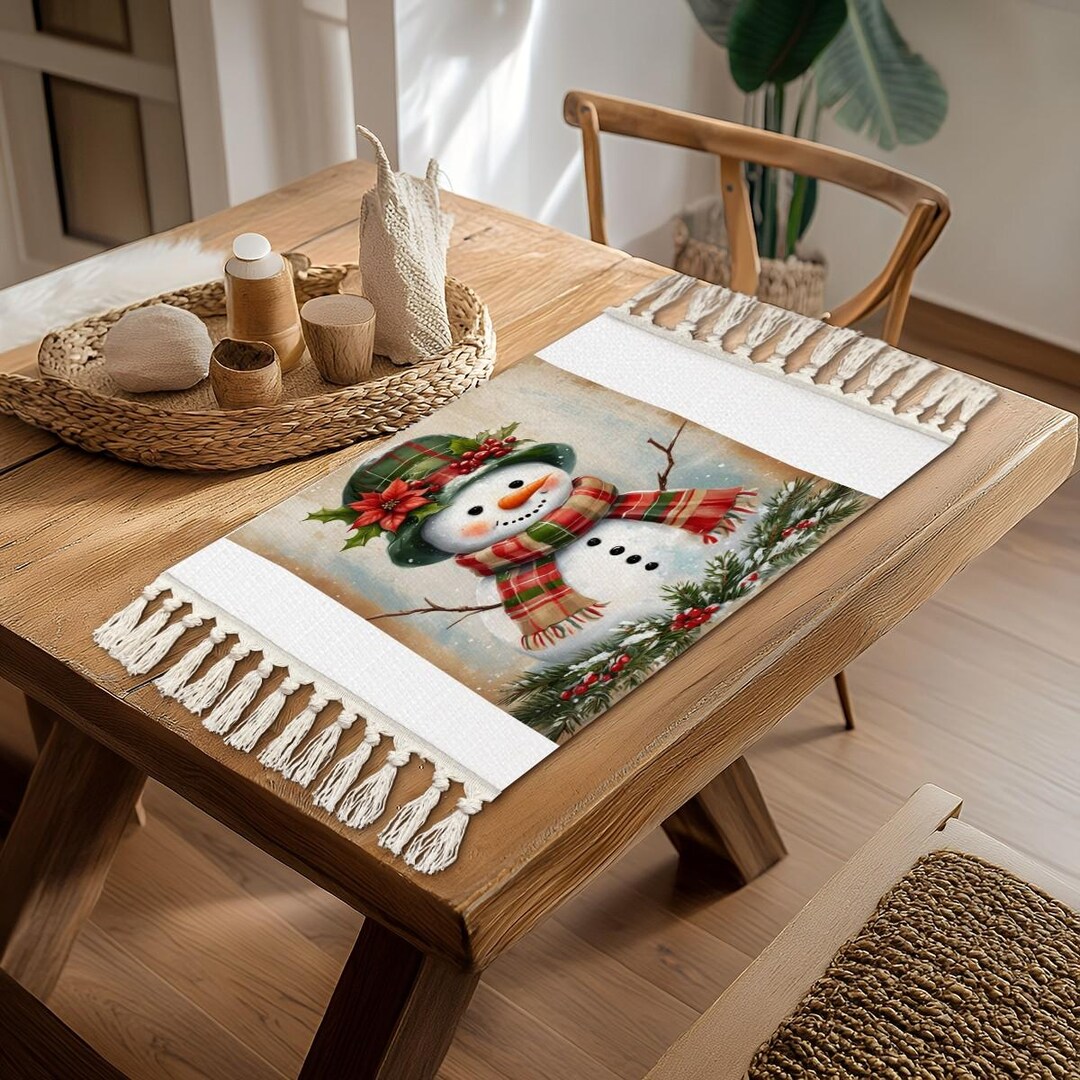 Love Joy Frosty Coffee Table Mat Placemat With Tassels - Etsy