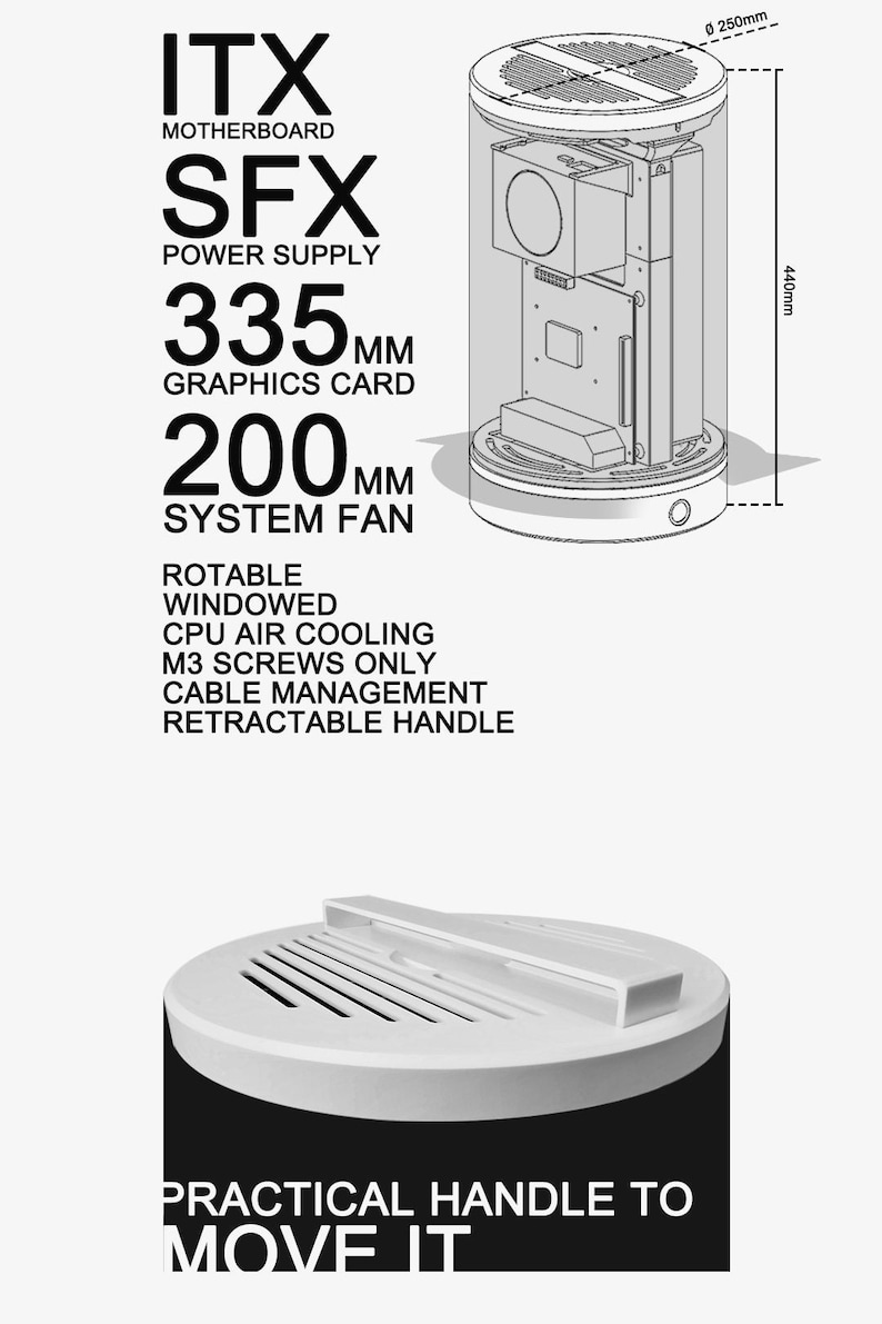 ESS1 - 3d Printed Cylindrical Mini ITX Case - Etsy