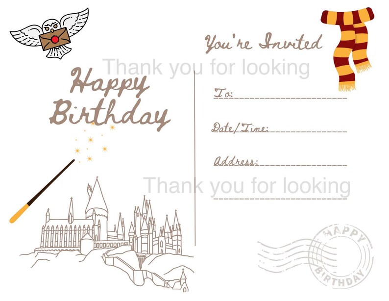 Harry Potter Birthday Party Invitation Editable Invitation Kids ...