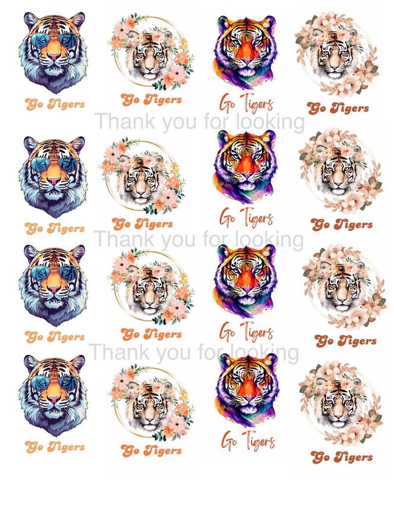 Tiger Stickers Tiger Pride Stickers Tiger School Image to Personalize ...