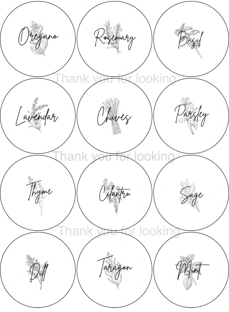 Herb Labels Gardening Labels Printable Labels for Pots or Garden Stakes ...