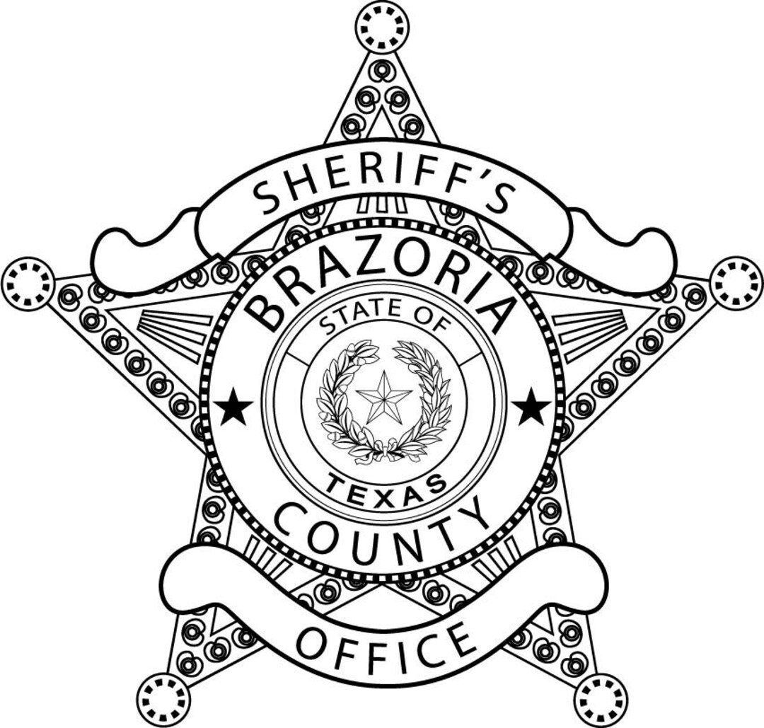 Brazoria County Sheriffs Office Law Enforcement Badge, Black White, Svg ...