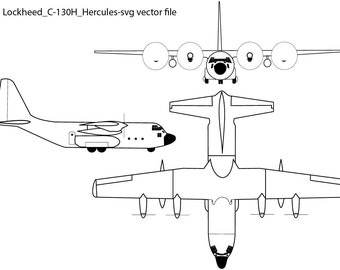 Grumman F6F Hellcat 3 View Line Drawing Vector File, Black White ...