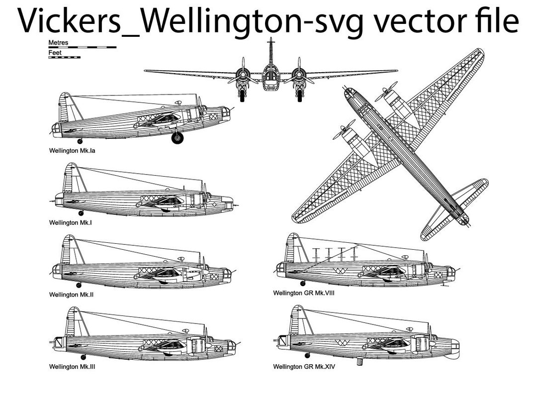 Vickers Wellington Svg Vector File, Black White, Helicopter, Jet, Line ...