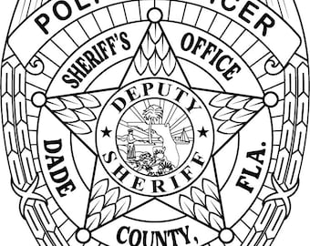 Dade County Police Officer Svg Eagle Badge Black White Svg Outline Cnc Cut, Laser Cut, Digital ...