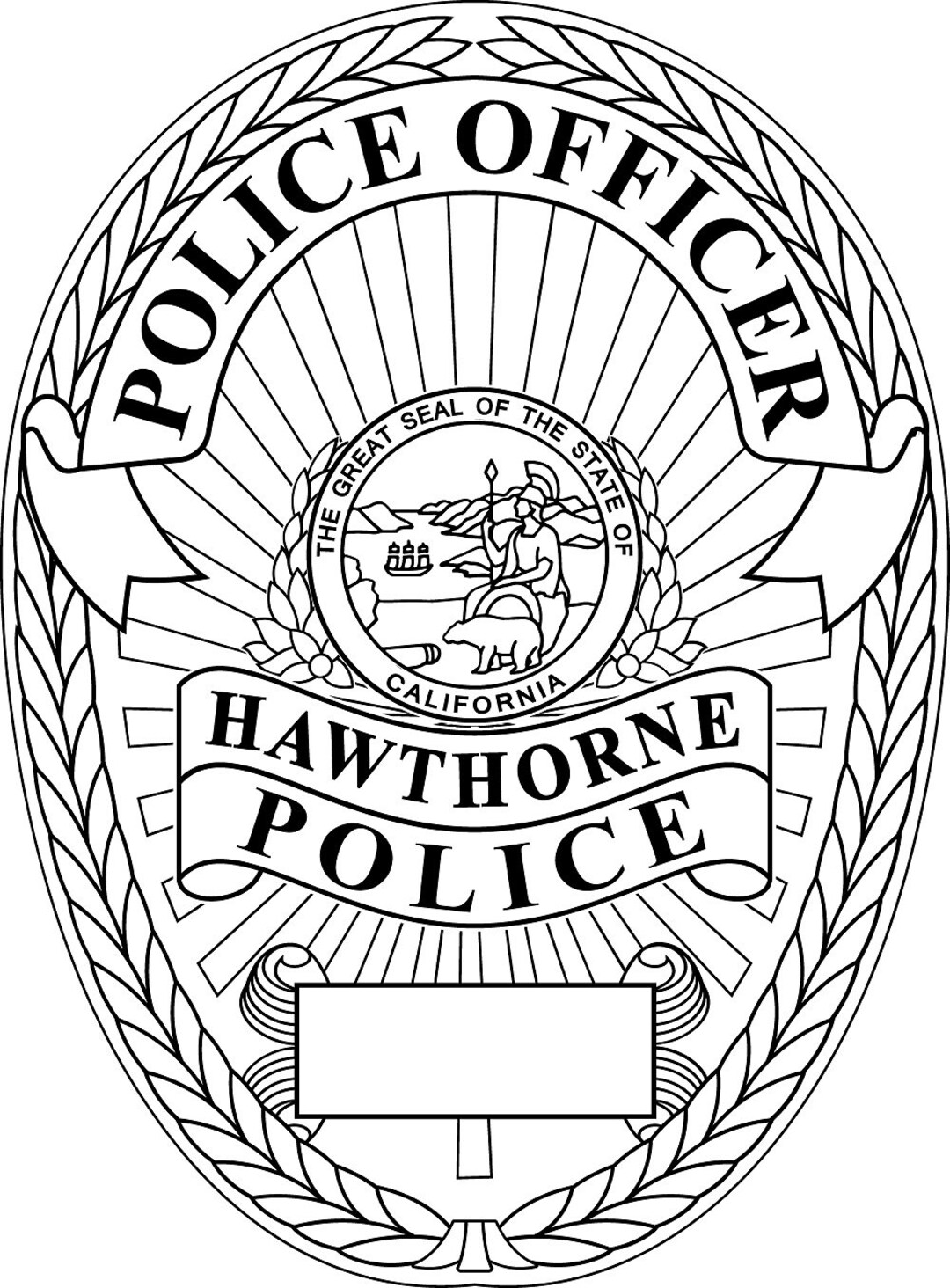 Hawthorne Police Officer Badge Vector Svg Badge, Vector, DXF, CNC ...