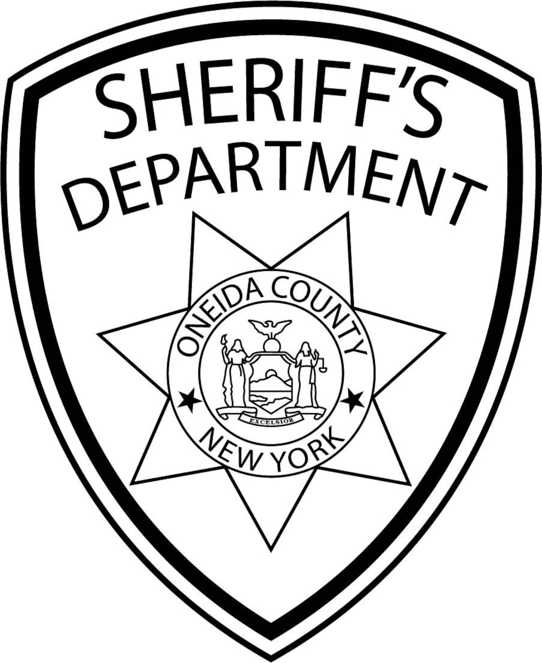 Oneida County Sheriff Law Enforcement Patch Badge, Black White, Svg ...