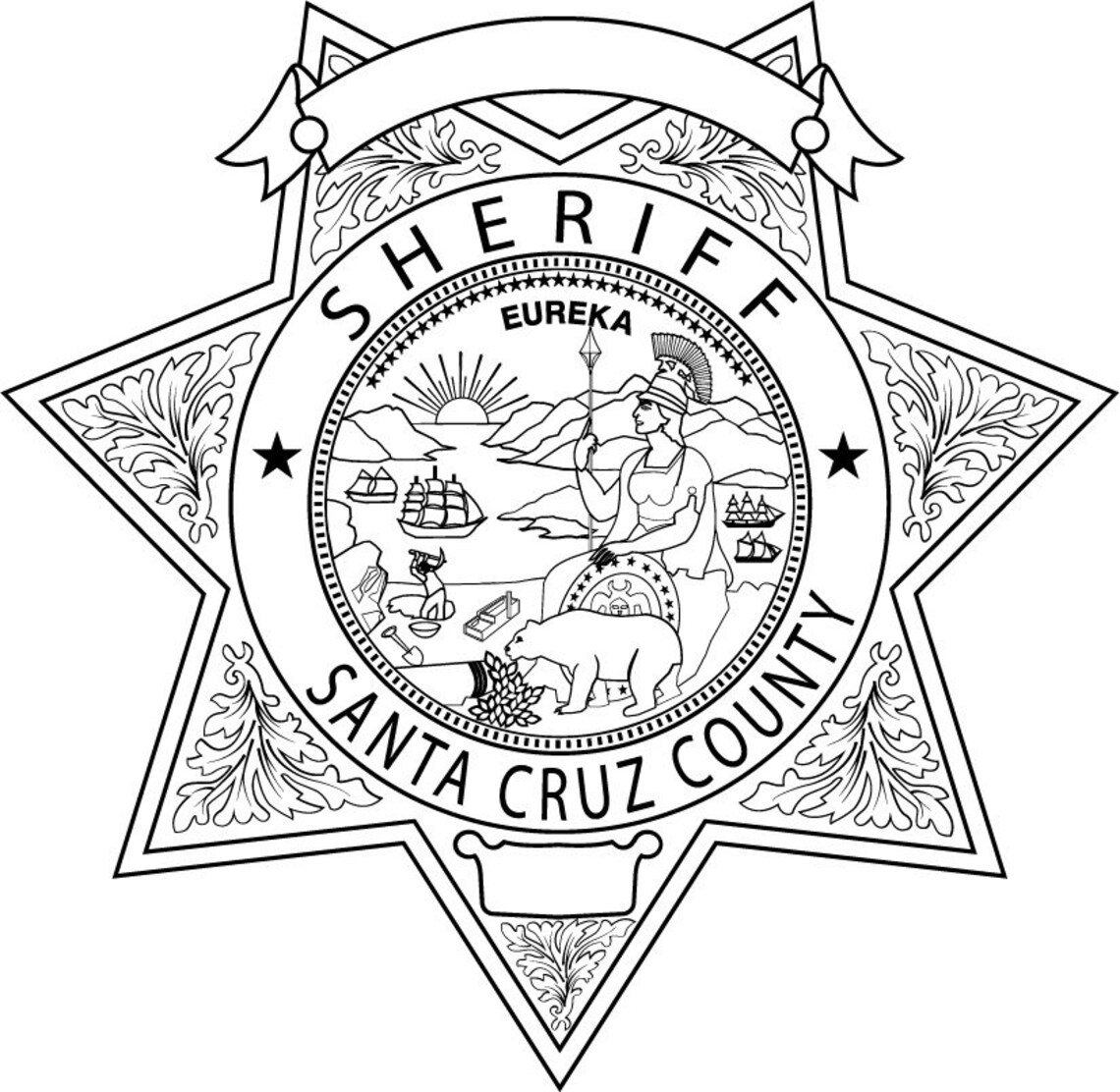 California Sheriff Badge Santa Cruz County Vector File Vector, CNC ...