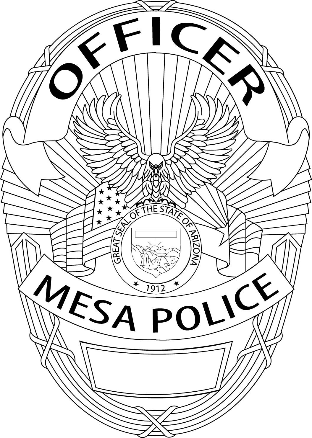 Officer Mesa Police Vector File Eagle, Badge, Black White, Svg, Outline ...
