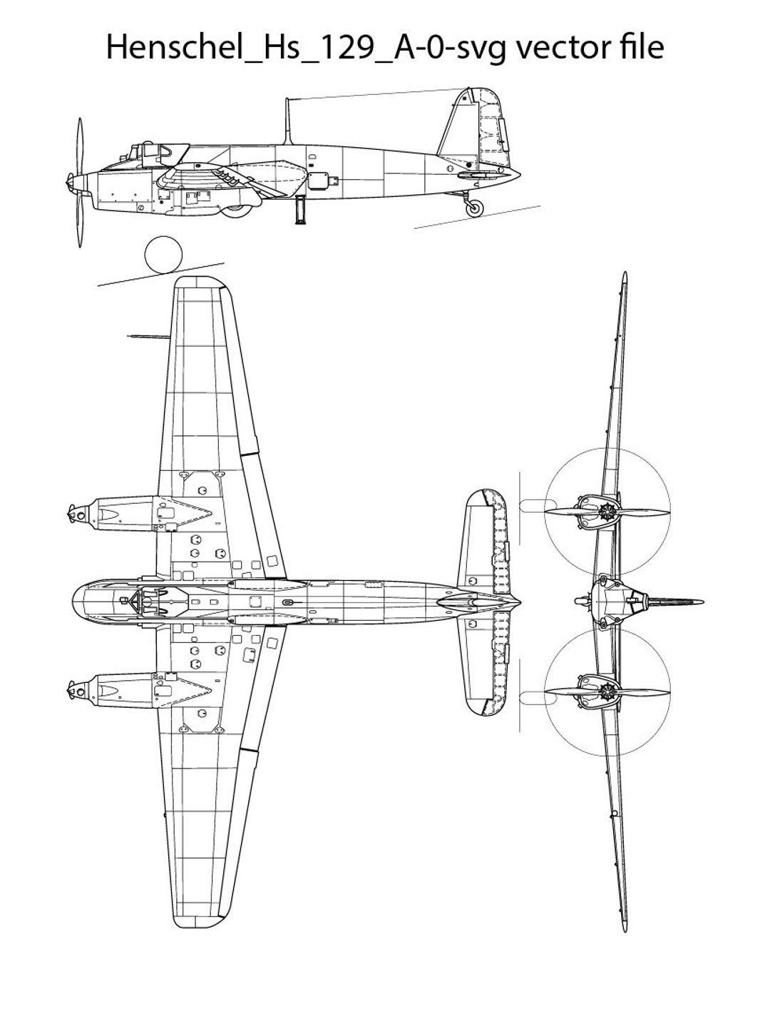 Henschel Hs 129 A 0 Svg Vector File, Black White, Helicopter, Jet, Line ...
