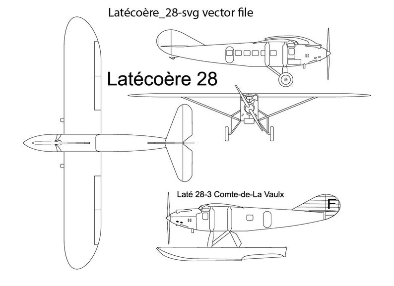 Latecoere 28 Svg Vector File, Black White, Helicopter, Jet, Line Art ...