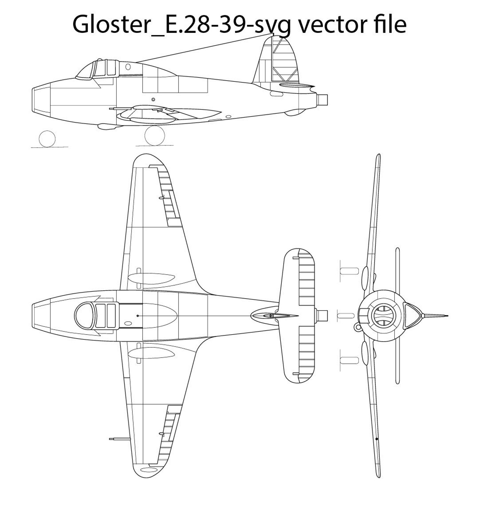 Gloster E 28 39 Svg Vector File, Black White, Helicopter, Jet, Line Art ...