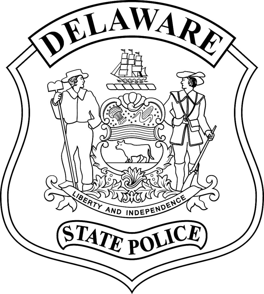 Delaware State Police Badge Svg Eagle Badge Black White Svg Outline Cnc ...