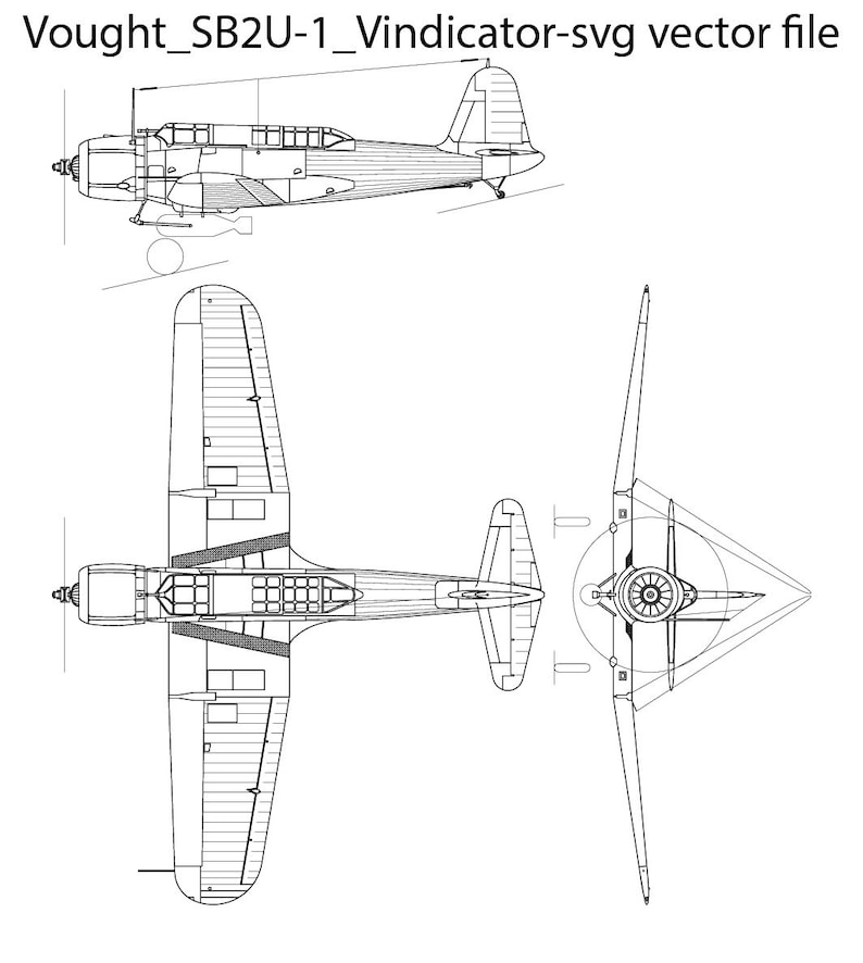 Vought SB2U 1 Vindicator Svg Vector File, Black White, Helicopter, Jet ...