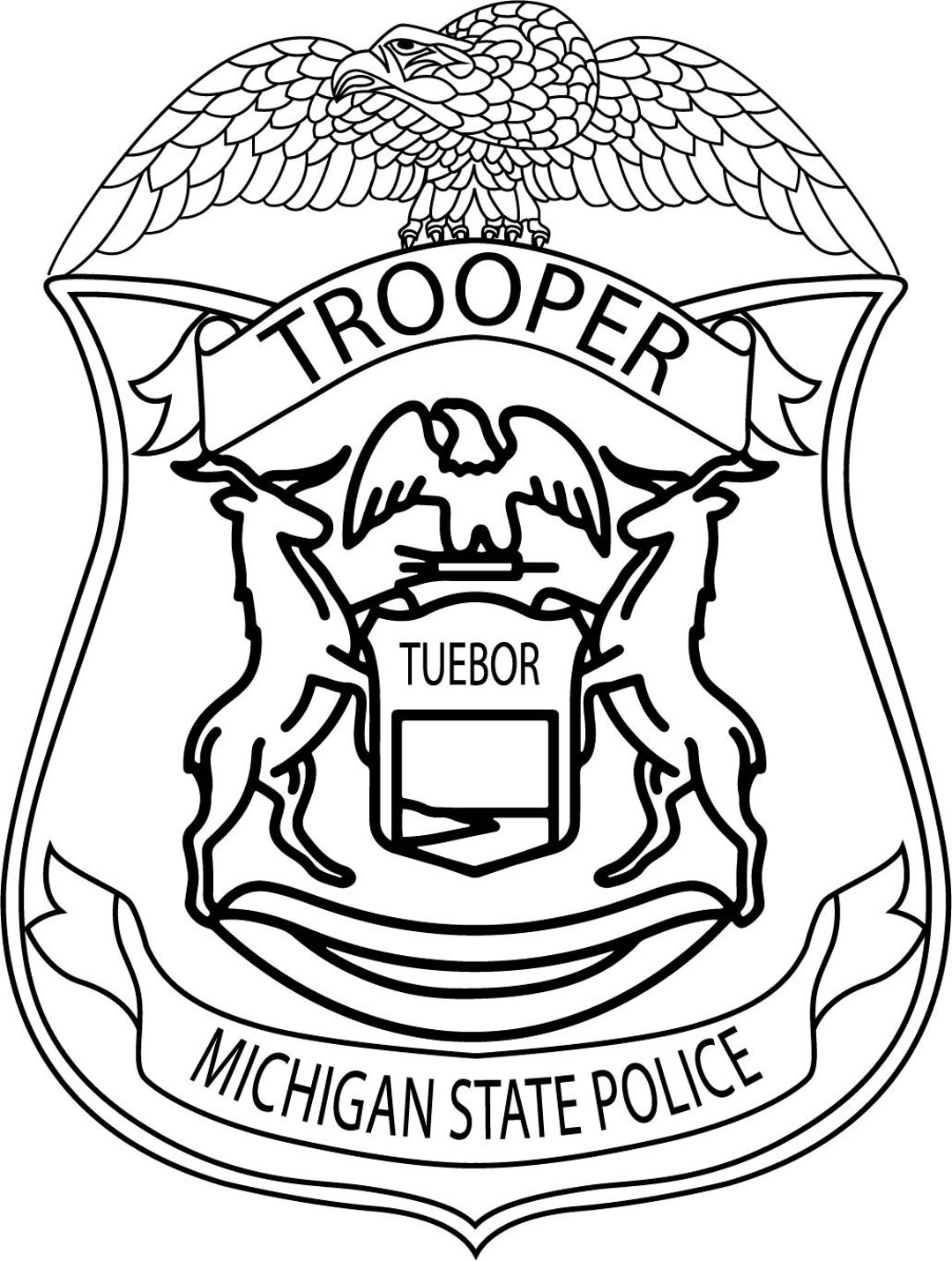 Trooper Michigan State Police Vector File Badge, Black White, Svg ...