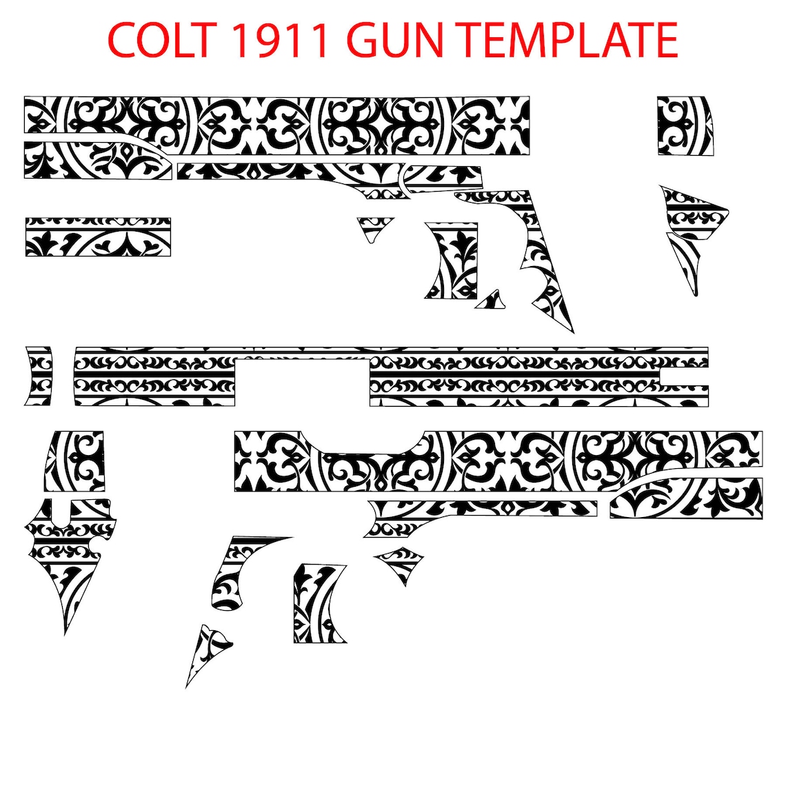 Colt 1911 Engraving Design Badge, SVG, Vector, DXF, CNC, Cricut, Svg ...