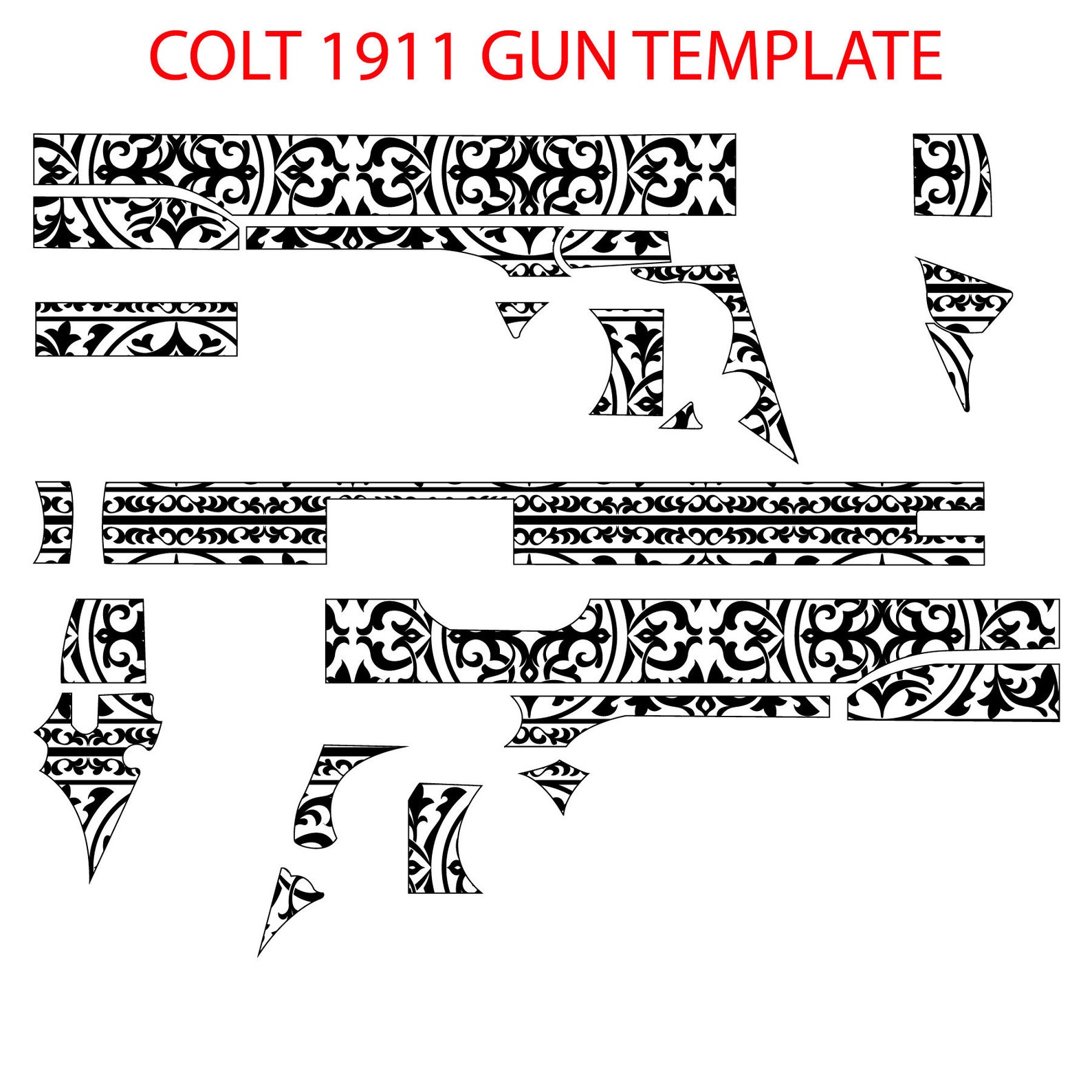 Colt 1911 Engraving Design Badge, SVG, Vector, DXF, CNC, Cricut, Svg ...