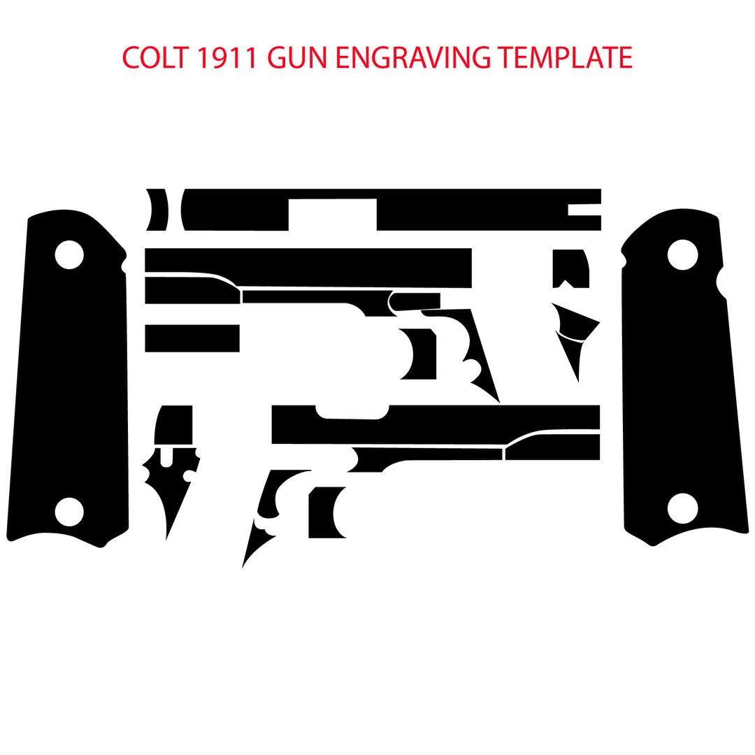 Colt 1911 Engraving Blank Design Badge, SVG, Vector, DXF, CNC, Cricut ...