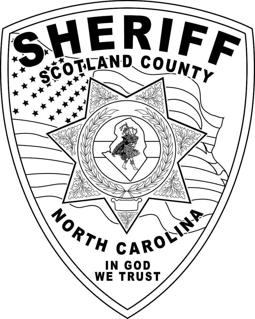Scotland County Sheriff Svg Badge Vector File With Back Piper Cnc Laser ...