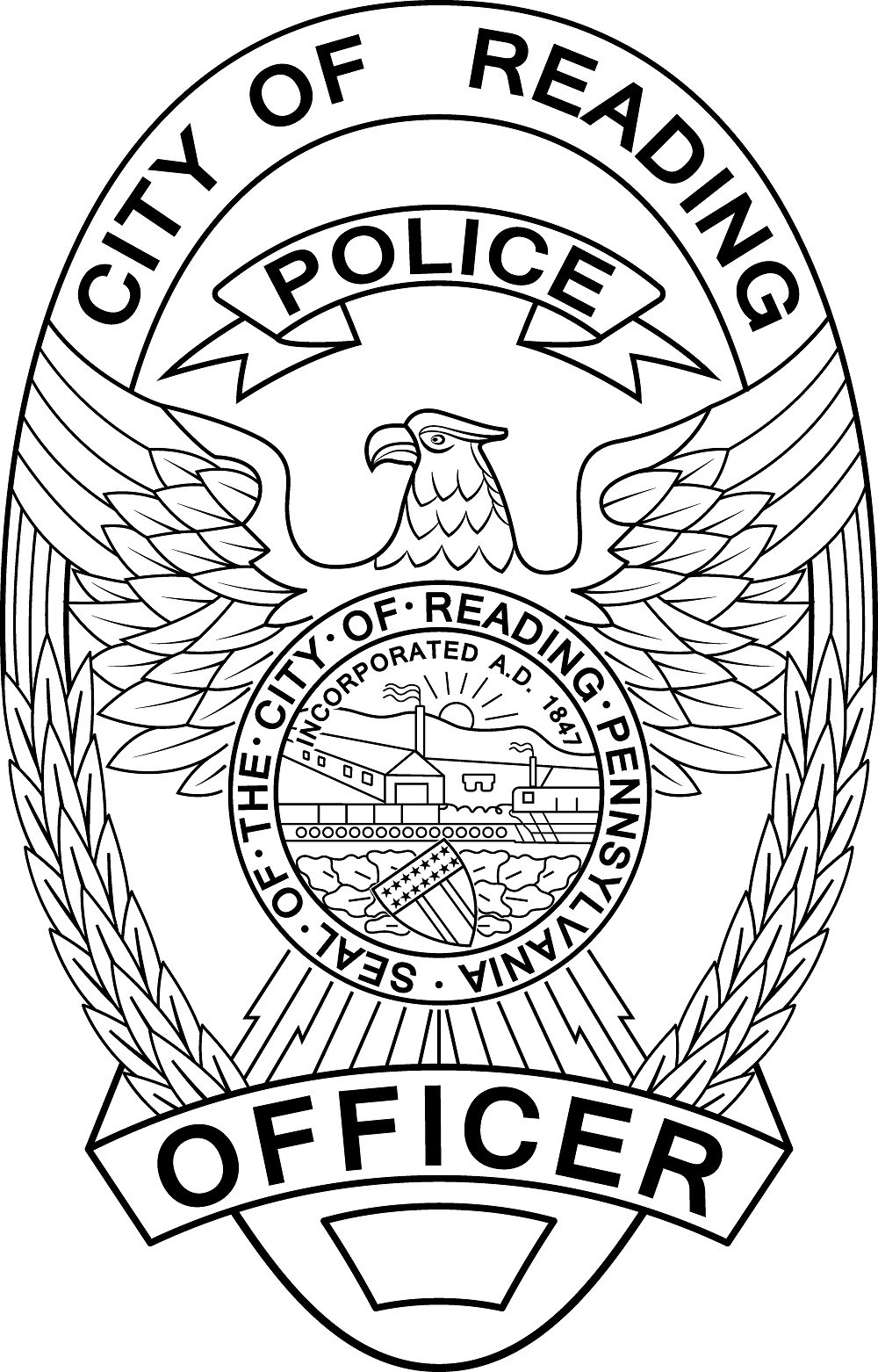 City of Reading PA Police Officer Badge, Svg, Vector, Dxf, Cnc, Cricut ...