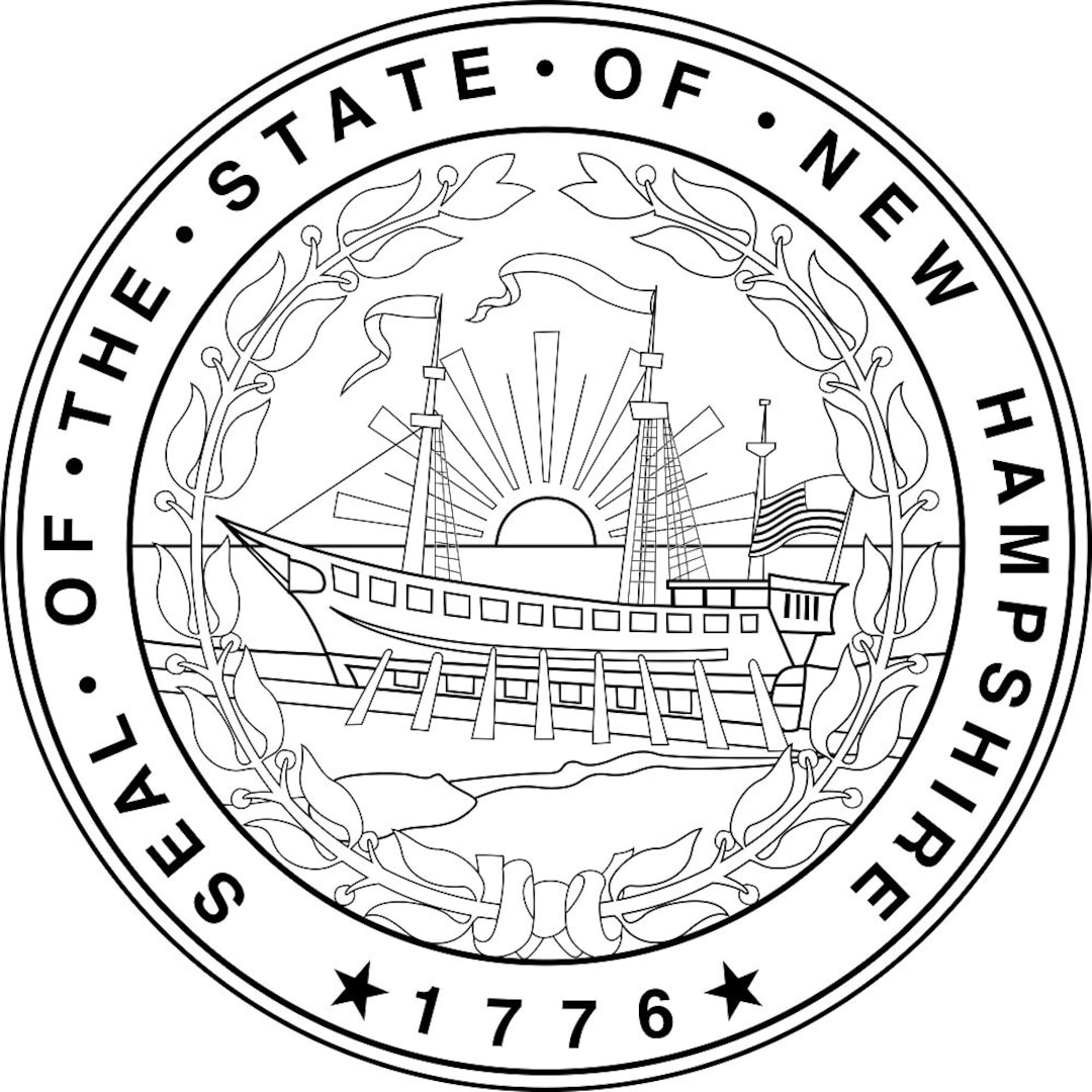 Seal of the State of New Hampshire Svg Badge, Black White, Svg, Outline ...