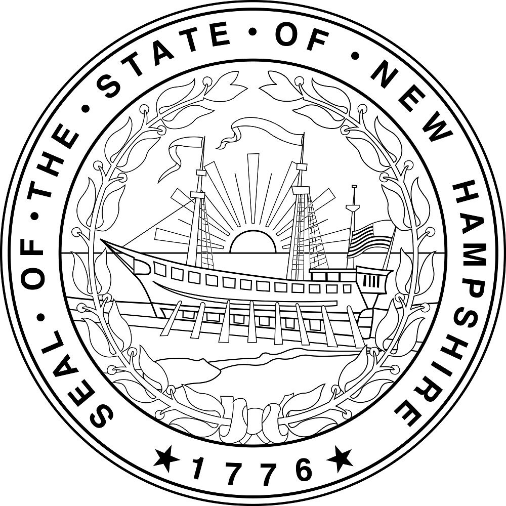 Seal of the State of New Hampshire Svg Badge, Black White, Svg, Outline ...