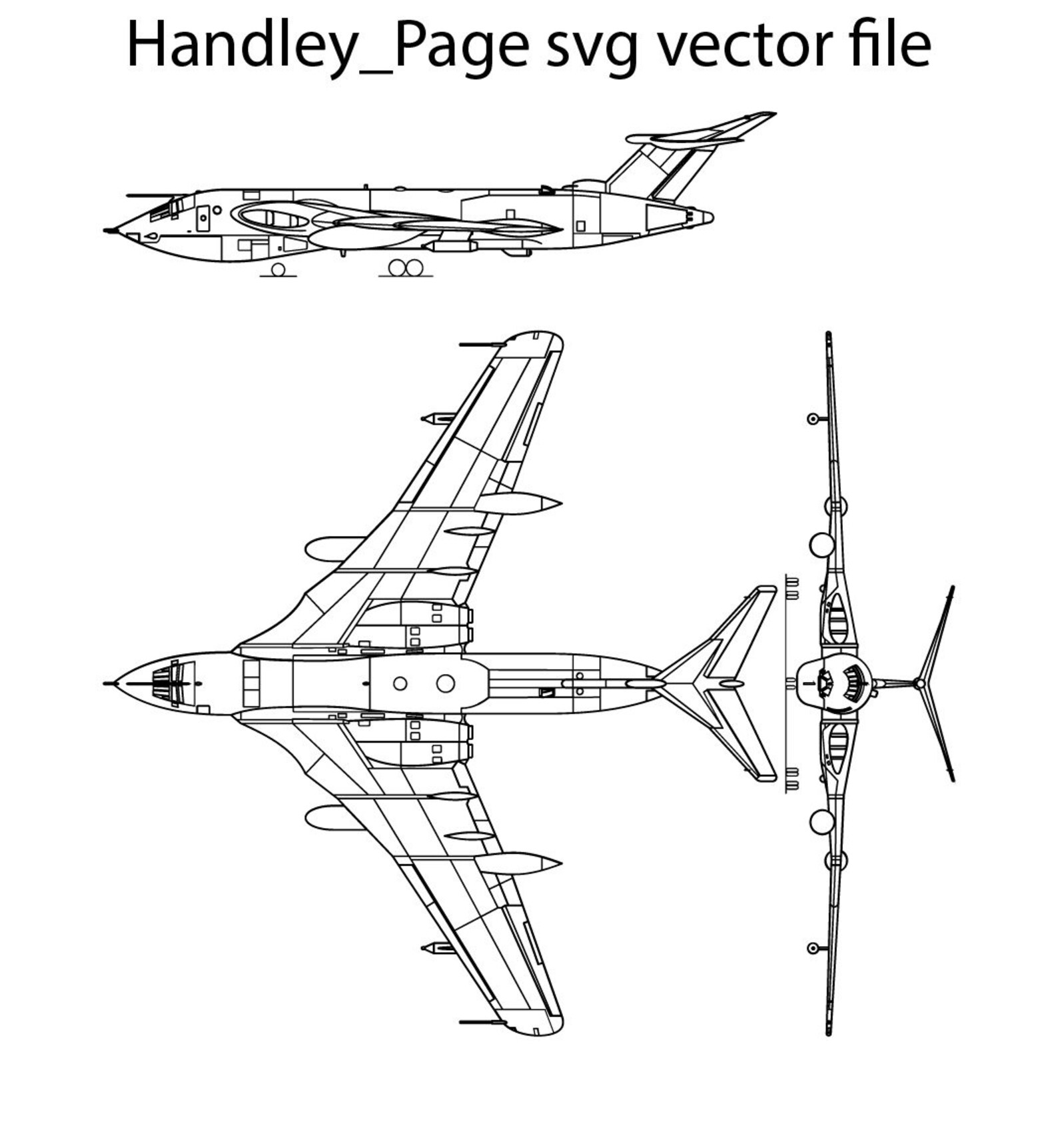 Handley Page Victor 3 Svg Vector File, Black White, Helicopter, Jet ...