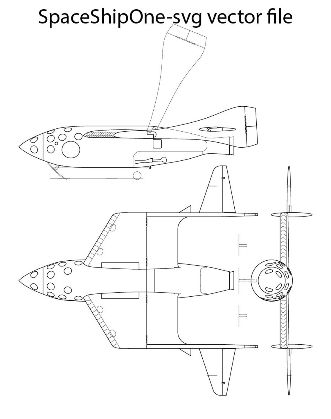 Space Ship One Svg Vector File, Black White, Helicopter, Jet, Line Art ...