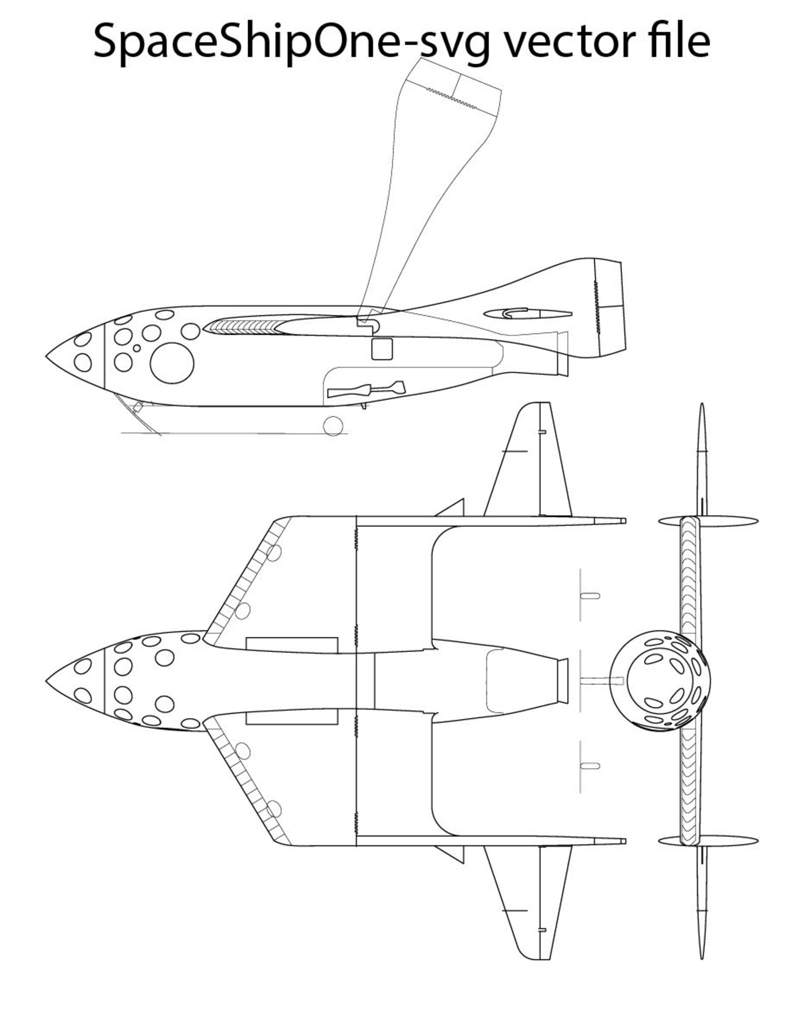 Space Ship One Svg Vector File, Black White, Helicopter, Jet, Line Art ...
