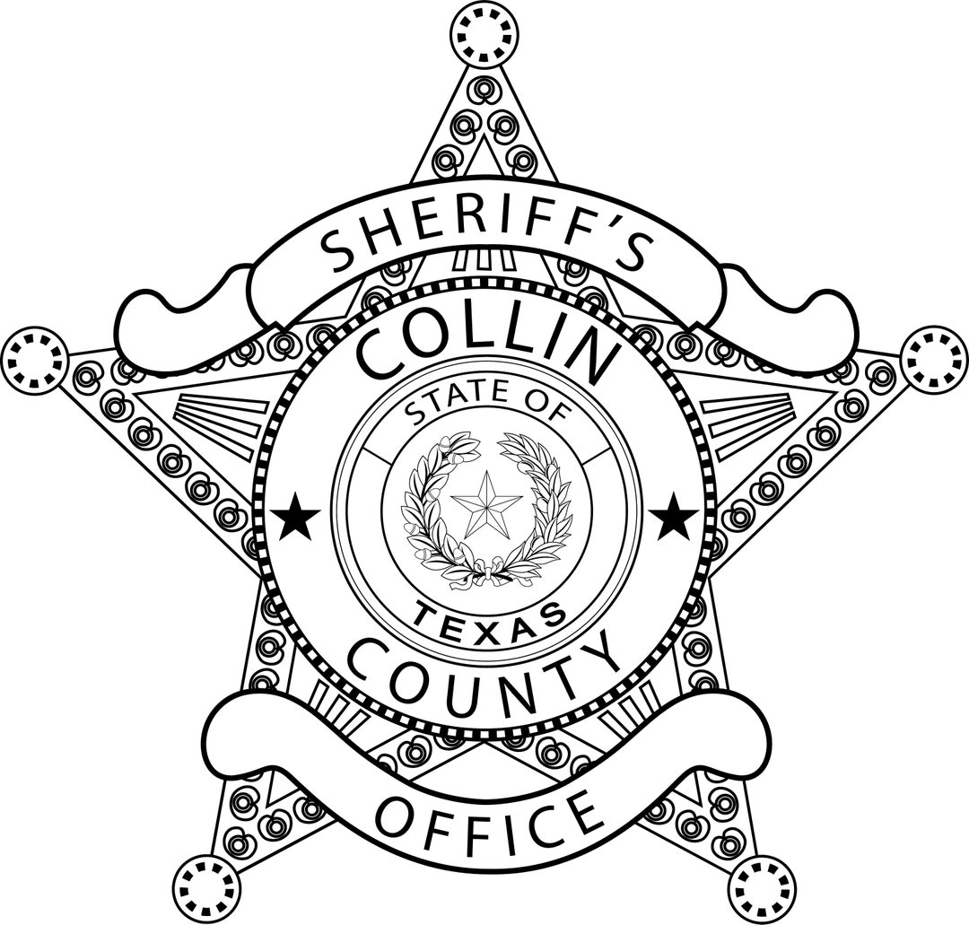 Collin County Sheriffs Office Law Enforcement Badge, Black White, Svg ...