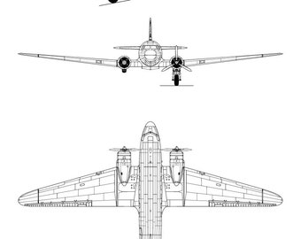 North American T 28B Trojan 3 View Svg Vector File, Black White ...