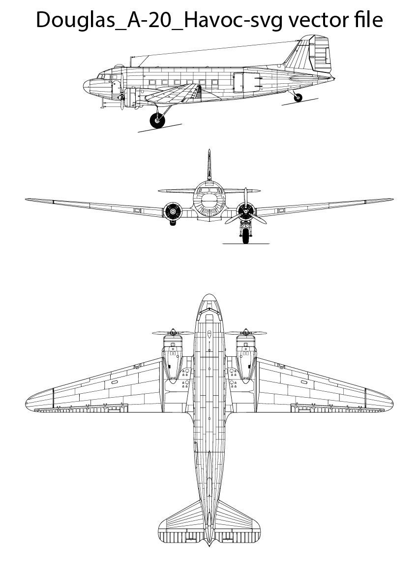 Douglas C 47 Skytrain Svg Vector File, Black White, Helicopter, Jet ...