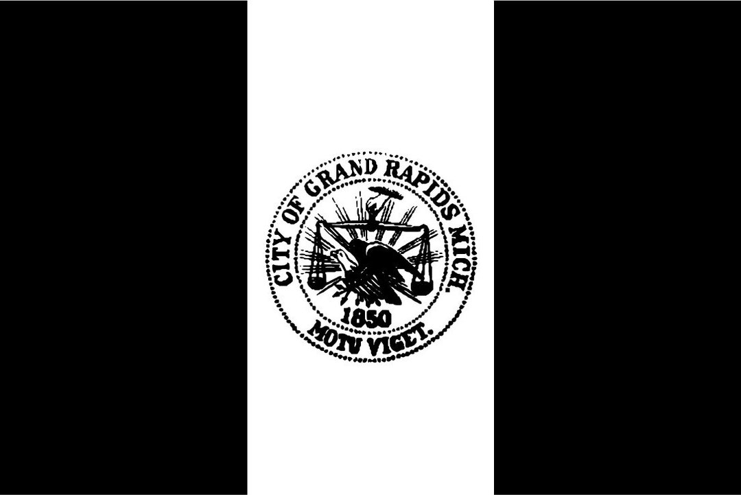Flag of City of Grand Rapids Michigan Badge, Black White, Svg, Outline ...