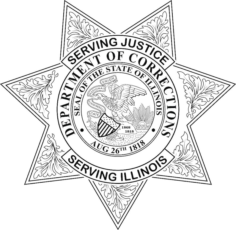 Corrections Badge Vector Illinois State Badge, Svg, Vector, Dxf, Cnc ...