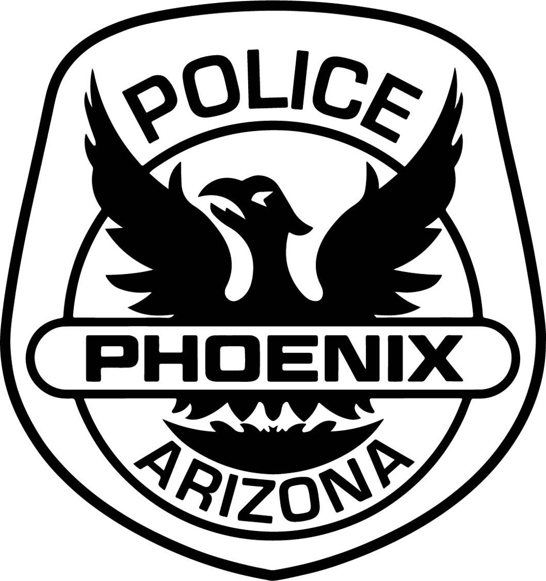 Phoenix Arizona Police Patch Vector Line Art File Badge, Black White, Svg, Outline, Cnc Cut ...