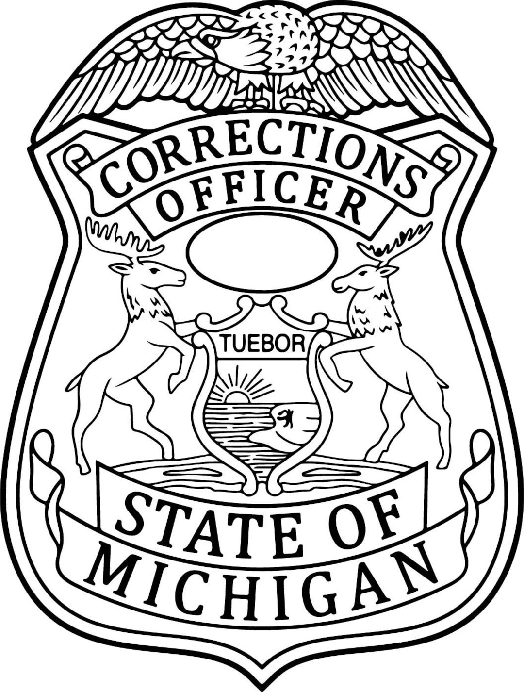 Michigan Corrections Officer Vector File Eagle, Badge, Black White, Svg ...